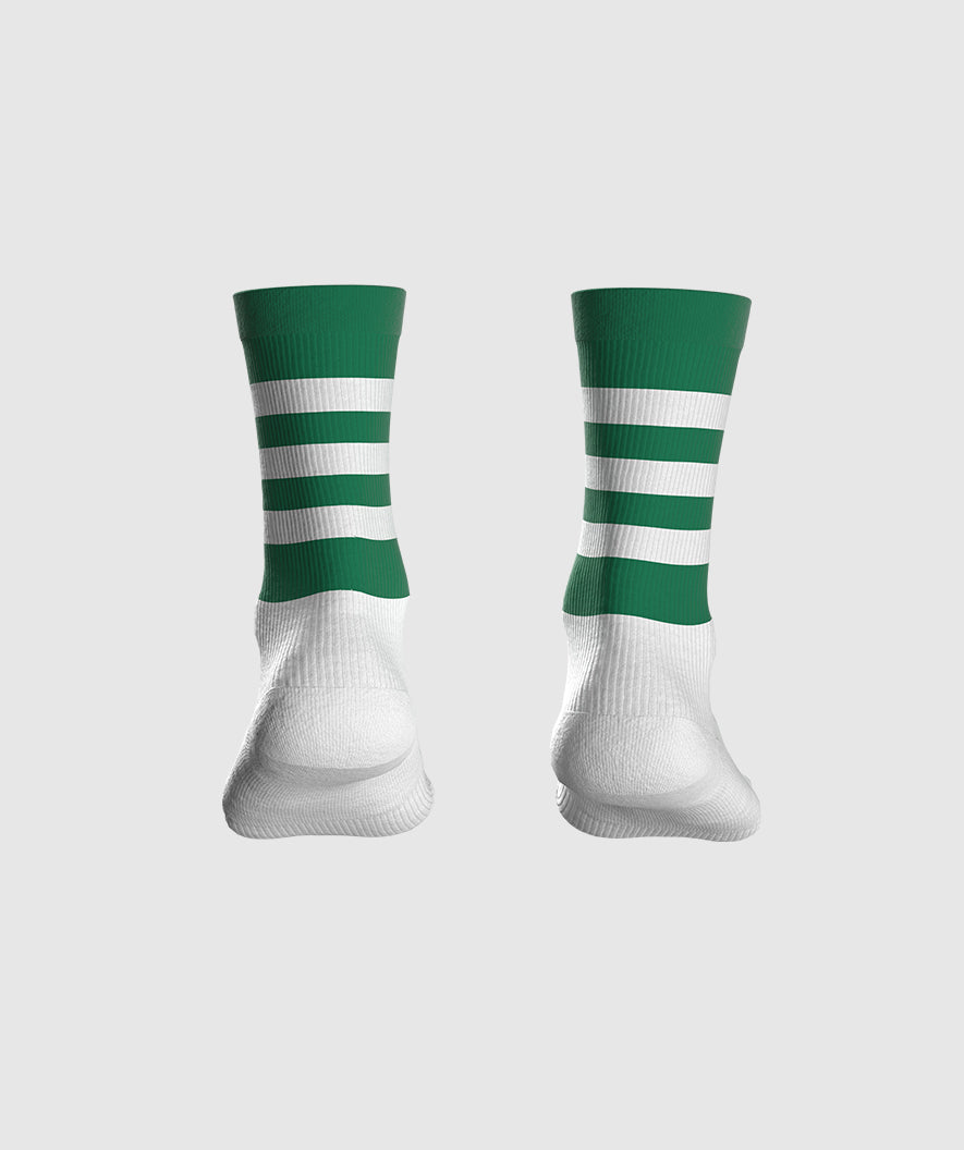 Kids GAA Midi Socks Green White Hoops – Gaelic Armour